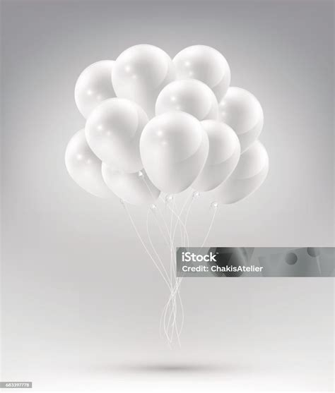 흰색 바탕에 비행 현실적인 광택 화이트 풍선 벡터 일러스트 레이 션 풍선에 대한 스톡 벡터 아트 및 기타 이미지 풍선 흰색
