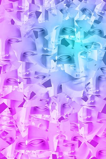 펑키 배경 팝 아트 스타일로 인간의 얼굴의 석고 골동품 조각 콜라주 고대 동상 머리와 현대 창조적 인 개념 이미지 현대 미술 질감 Minimalism 진 문화 0명에 대한