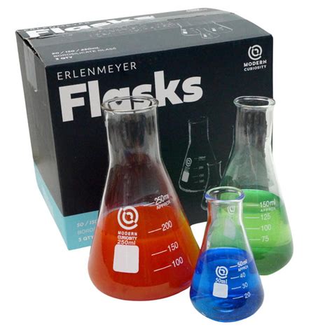 3 Piece Glass Erlenmeyer Flask Set 50150250ml