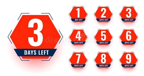 Geometric Style Countdown Timer Template With Last Days Left Tag Stock Illustration