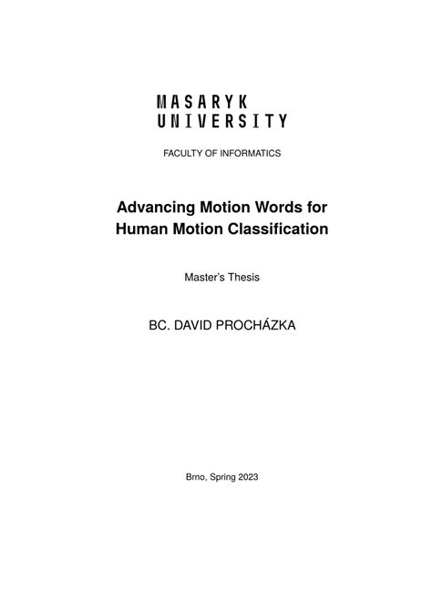 Pdf Advancing Motion Words For Human Motion Classification
