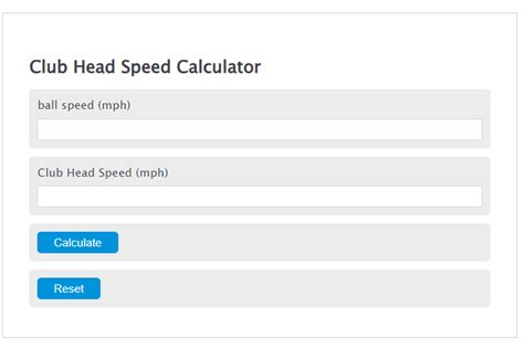Club Head Speed Calculator Calculator Academy
