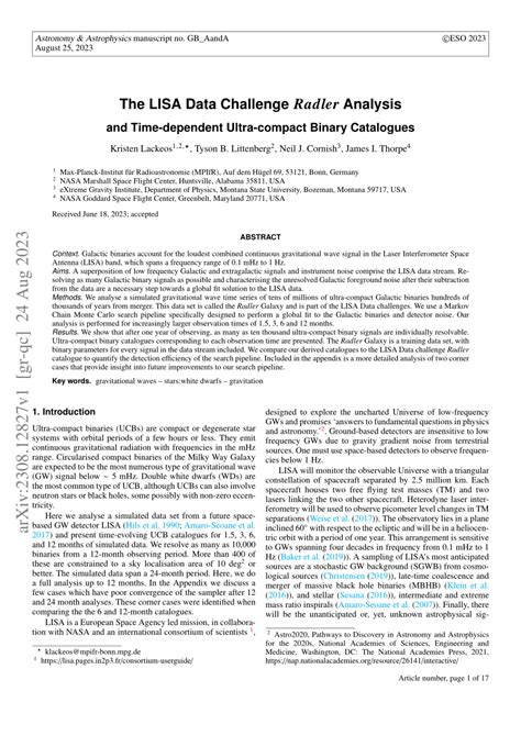 Pdf The Lisa Data Challenge Radler Analysis And Time Dependent Ultra