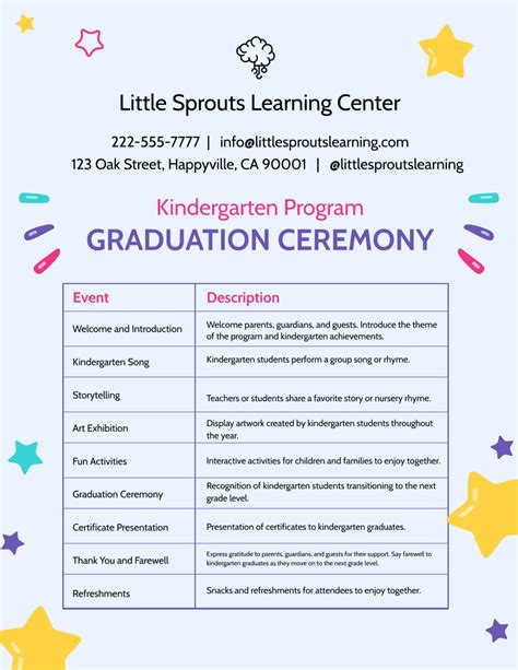 Free Kindergarten Program Template To Edit Online