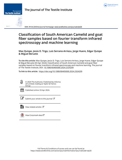 Pdf Classification Of South American Camelid And Goat Fiber Samples