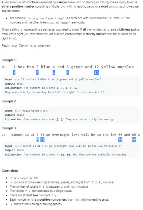 문제풀이 2042 Check If Numbers Are Ascending In A Sentence Step By Step