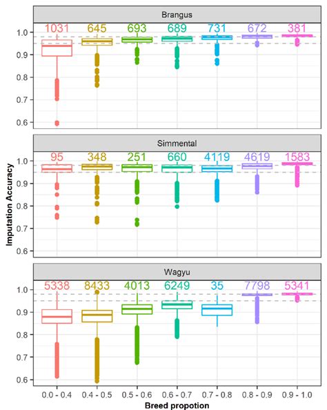 Boxplots Showing Imputation Accuracy Across Pure Bred And Crossbred
