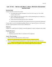 Lab 17 8 1 Design And Build A Small Network Assignment Docx CSIS 330 LAB 17 8 1 DESIGN AND