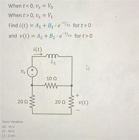 Solved When t vs V Find i t A B et τ Chegg com