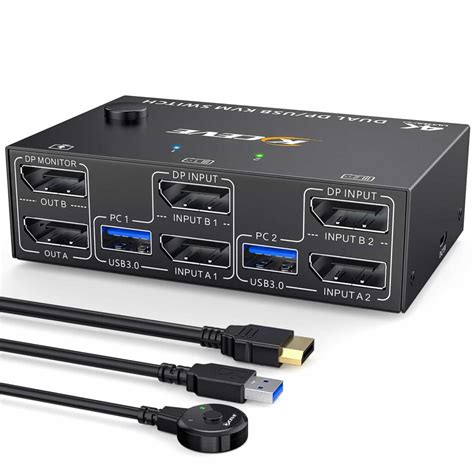 2 Ports Usb30displayport Dp Kvm Switch Dual Display