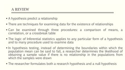 Hypothesis Testing Inferential Statistics Pt 2 Ppt