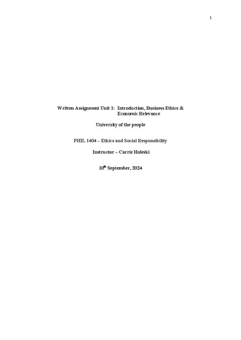 Written Assigment Unit 1 Written Assignment Unit 1 Introduction