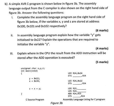 Solved A Simple Avr C Program Is Shown Below In Figure 3b The