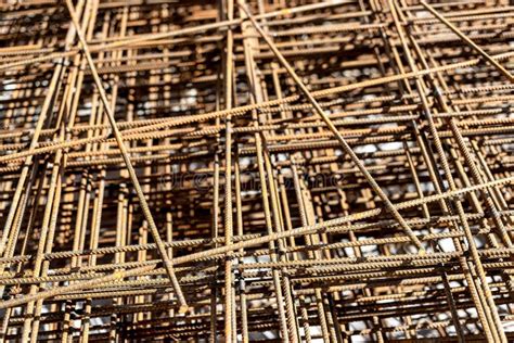 Rebar Reinforcing Bars Or Steel Close Up Reinforcement Steel Wires Mesh Of Steel Used As A