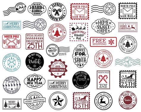 Christmas Stamps Svg Bundle Stamp Svg Santa Stamps Svg North Pole