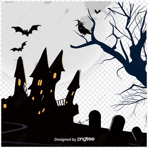 할로윈 일러스트 성곽 실루엣 인사 Png 일러스트 무료 다운로드 Lovepik