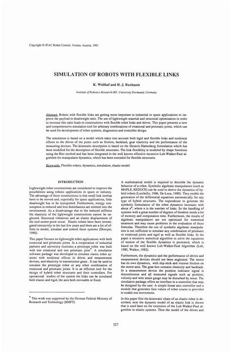 Pdf Simulation Of Robots With Flexible Links