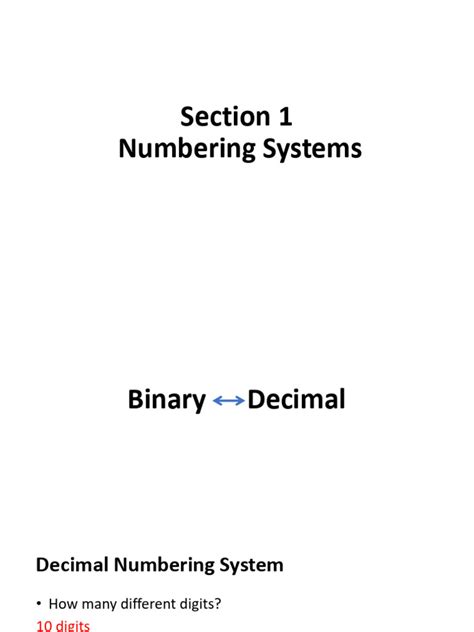 Section 1 Numbering Systems Pdf Numbers Notation