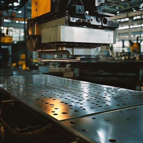 Metal Stamping Process In A Manufacturing Facility With A Press Shaping Metal Sheets Into
