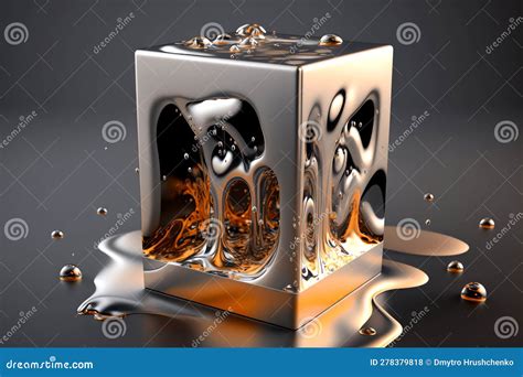 Metallic Cube Stand Metal Material Cube Shape Geometric Generative Ai Stock Illustration