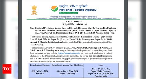 JEE Mains Session Answer Key Out For Paper Raise Objections By Tomorrow Direct Link