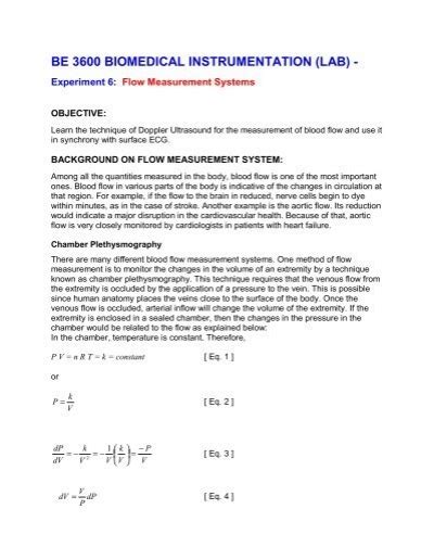 Experiment 6 Flow Measurement Systems