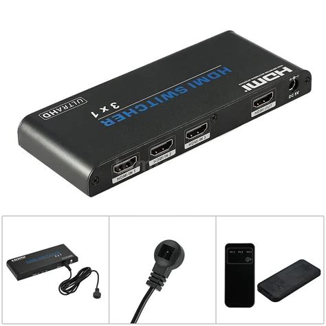 3x1 Hdmi 20 Switcher 3 Input 1 Output Hdmi Switch Support 3d Uhd 4k 2160p Hdcp 4k2k In Audio
