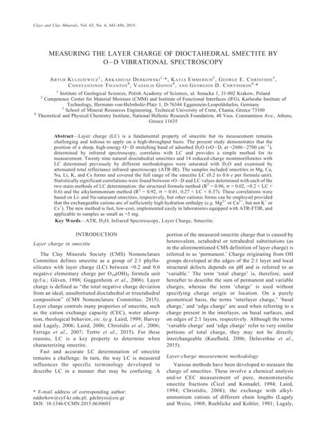 Pdf Measuring The Layer Charge Of Dioctahedral Smectite By O D Vibrational Spectroscopy