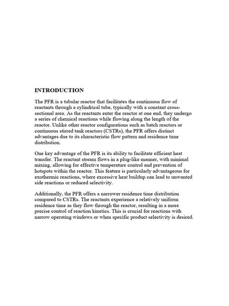 Plug Flow Reactor Lab Pdf Chemical Reactor Chemical Engineering