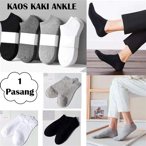 Jual 1 Pasang Kaos Kaki Polos Pendek Semata Kaki Unisex Ankle Socks Pria Wanita Dewasa Kaus