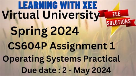 Cs604p Operating Systems Assignment 1 Spring 2024 Virtual University Of