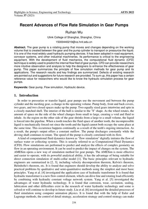 Pdf Recent Advances Of Flow Rate Simulation In Gear Pumps