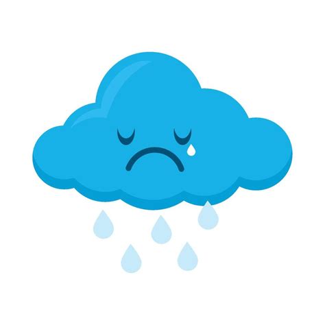 Sad Cloud With Sad Face And Rain Drops Illustration 49561351 Vector Art
