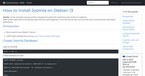 Crowncloud Wiki How To Install Joomla On Debian 13
