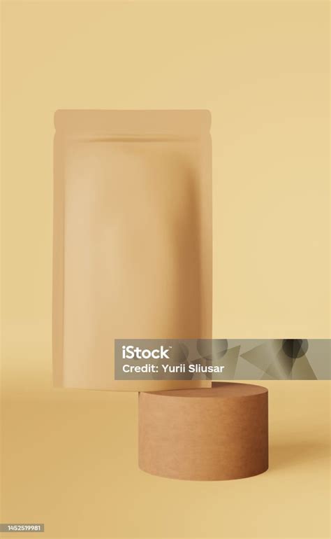갈색 종이 파우치 가방 커피 콩 3d 렌더링 연단 베이지 디자인의 균형 상품 Doy 팩 제품 로고 프로모션 3차원 형태에 대한 스톡 사진 및 기타 이미지 Istock