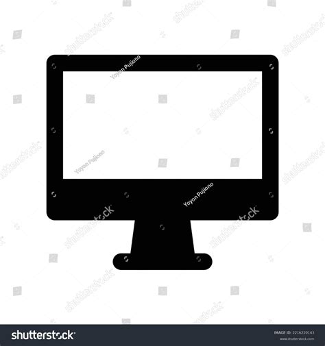 Desktop Icon Computer Monitor Black Outline Stock Vector Royalty Free