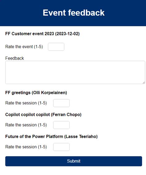 Dynamically Created Feedback Forms Forward Forever