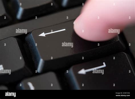 A Macro Closeup Of A Finger Pushing The Backspace Key On A Computer