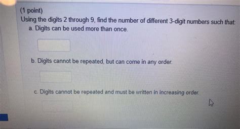 Solved 1 Point Using The Digits 2 Through 9 Find The
