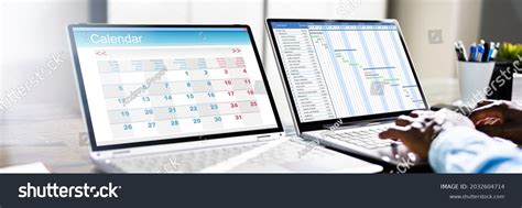Gantt Chart Calendar Schedule On Multiple Stock Photo Shutterstock
