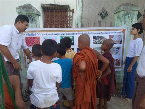 ပေါက်တောမြို့ရှိ ဦးမြဝါပန်းခြံတွင် အသိပညာပေး နံရံကပ်စာစောင်ပြသခြင်းနှင