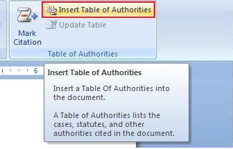 Microsoft Word 2007 References Tab