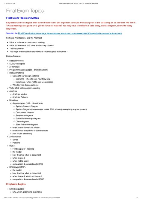 final exam topics cpsc 5200 02 23wq sw architecture and design 3 16