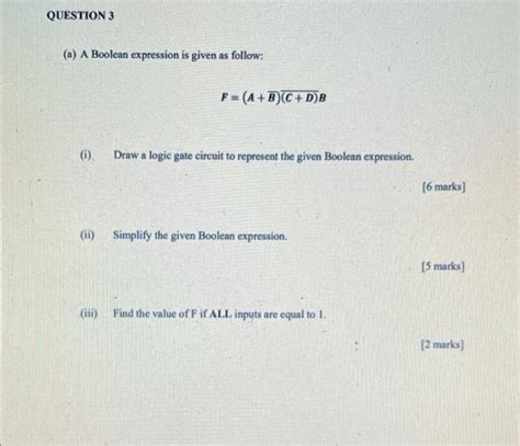Solved QUESTION A A Boolean Expression Is Given As Chegg