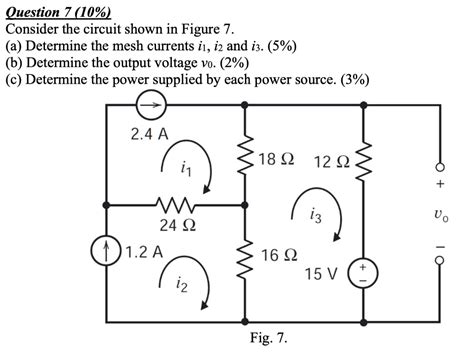 Solved Consider The Circuit Shown In Figure 7 A Determine The Mesh Currents I1 I2 And I3