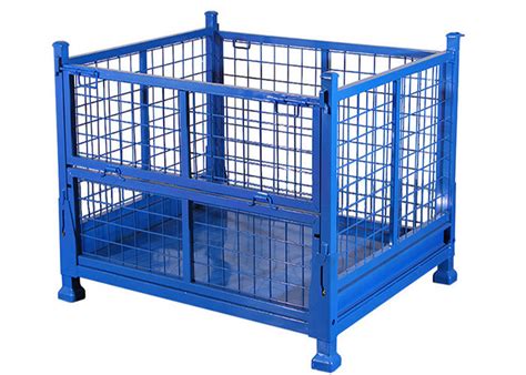 Heavy Duty Wire Mesh Stackable Pallet Cages 4 Way Forklift Access