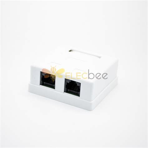 Elecbee Rj45 Dual Port Desktop Network Interface 8p8c Cat5e Unshielded Pcb Mount Network Connector