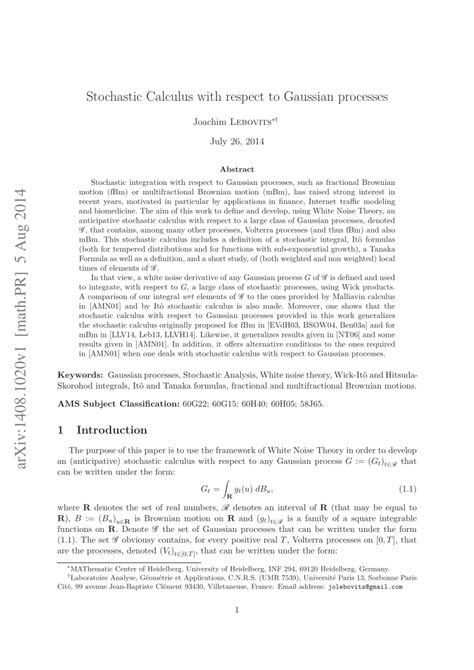 Pdf Stochastic Calculus With Respect To Gaussian Processes
