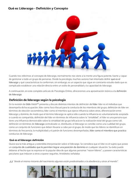 Qué Es Liderazgo Definición Y Concepto Pdf Liderazgo Sicología