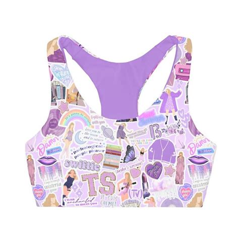 Swiftie Purple Girls Double Lined Seamless Sports Bra Etsy